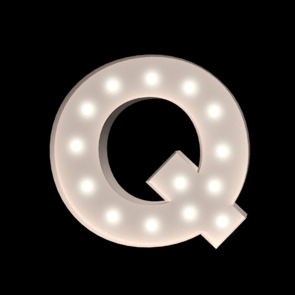 "Q" Letter 4' Tall Marquee - RGB Lights